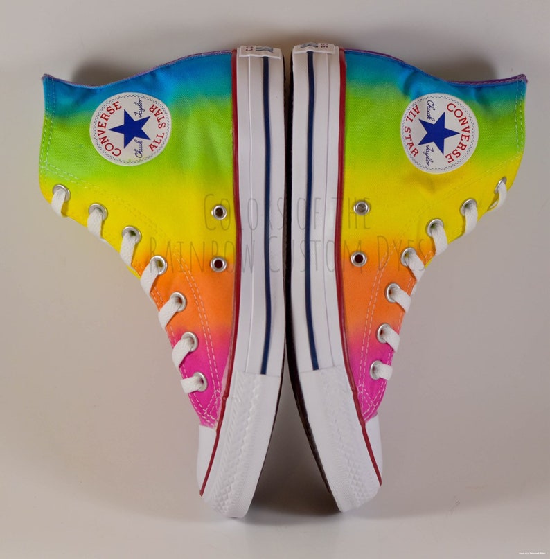 Custom Dyed Neon Rainbow Converse All Star High Top Shoes - Etsy