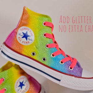 Custom Dyed Asymmetrical Neon Rainbow Converse All Star High Top Shoes ...