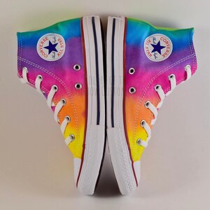 Custom Dyed Neon Rainbow Converse All Star High Top Shoes - Etsy