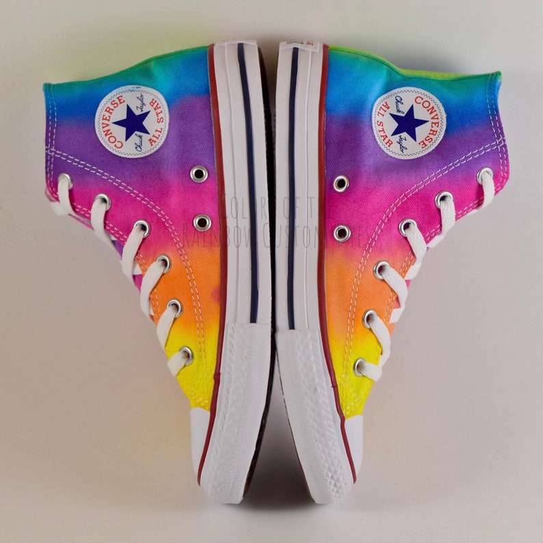 Custom Dyed Neon Rainbow Converse All Star High Top Shoes - Etsy