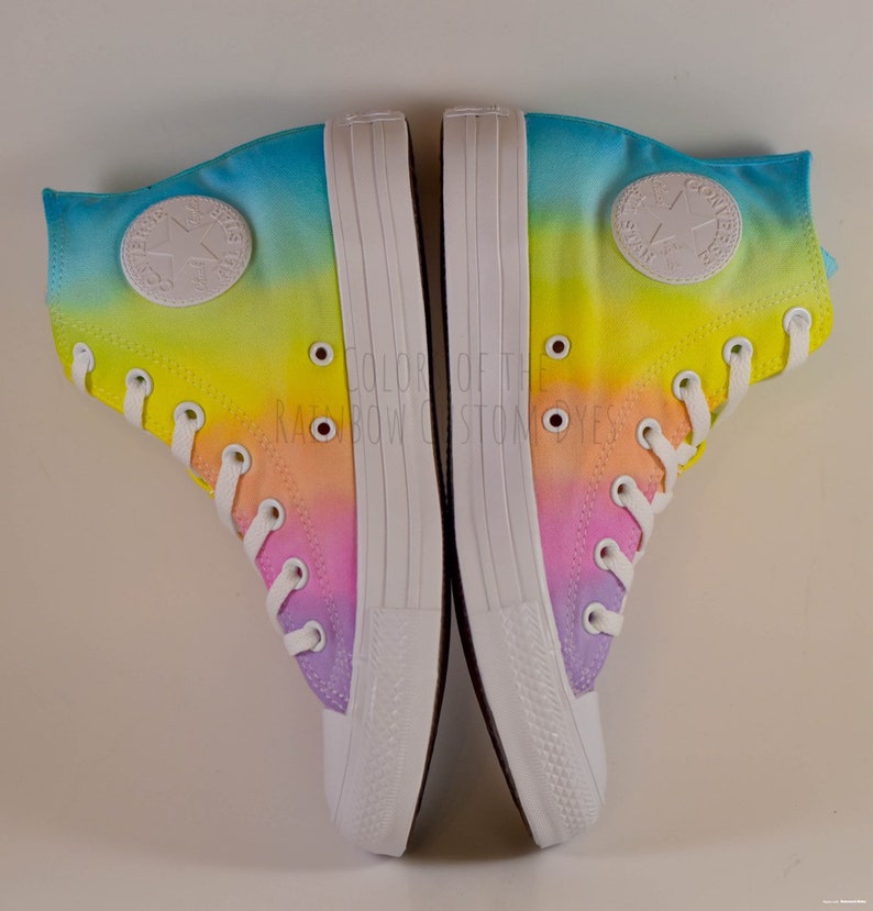 Custom Dyed Pastel Rainbow Converse Monochrome All Star High | Etsy