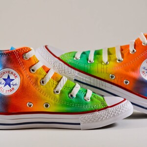 Custom Dyed Neon Rainbow Converse All Star High Top Shoes - Etsy