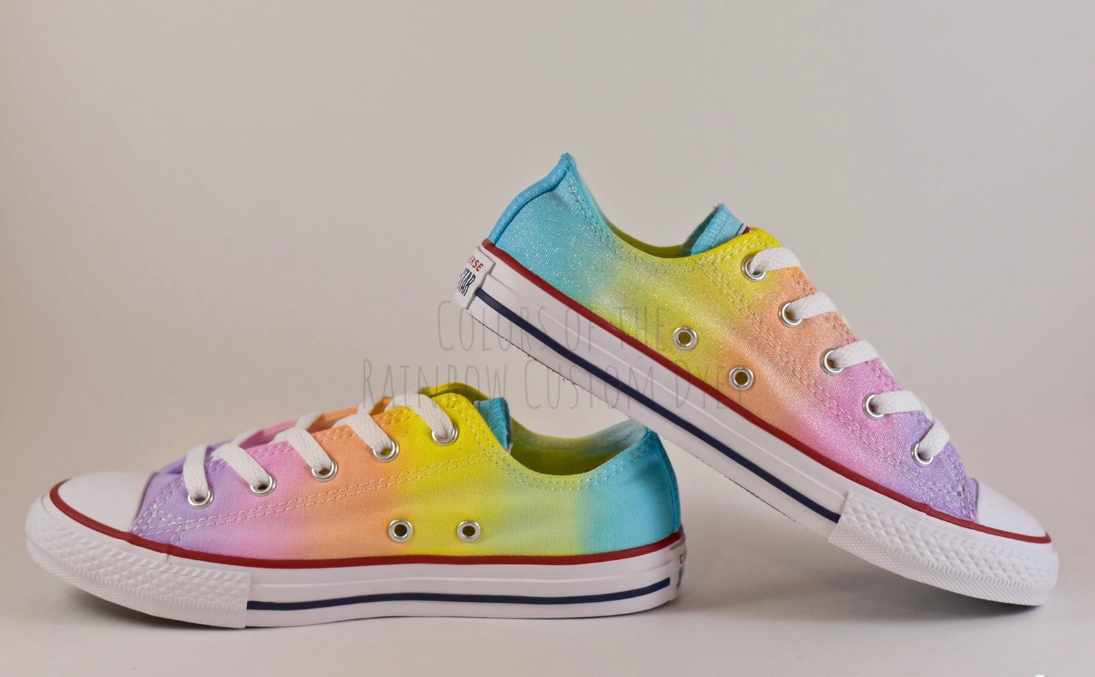 Custom Dyed Pastel Rainbowconverse All Star Low Top Shoes - Etsy