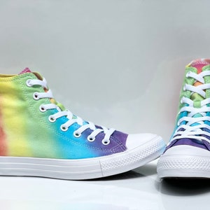 Custom Dyed Slanted Reverse Neon Rainbow Converse All Star Monochrome ...