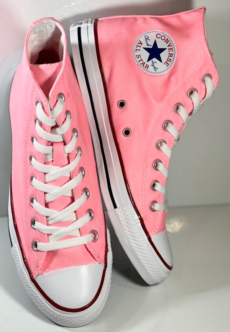 Custom Painted Neon Pink Converse All Star High Tops Shoes - Etsy
