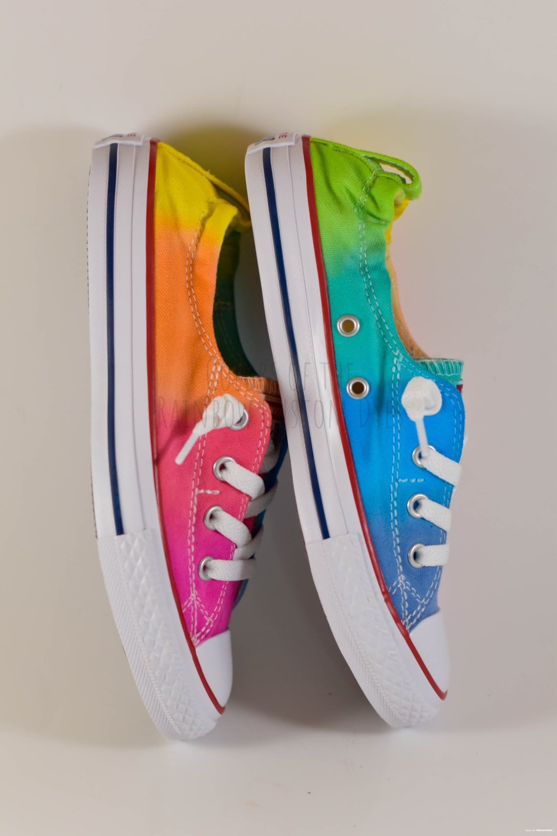 Custom Dyed Asymmetric Rainbow Converse Shoreline Shoes | Etsy