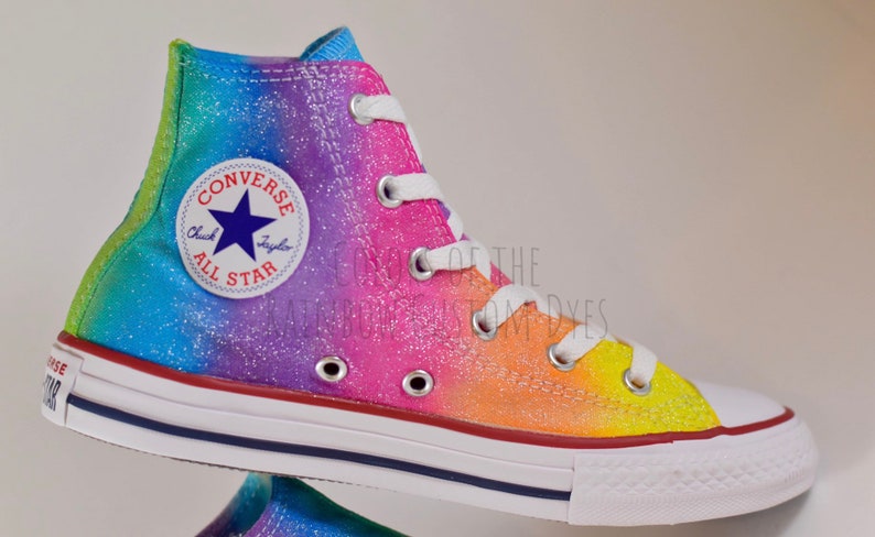 Custom Dyed Neon Rainbow Converse All Star High Top Shoes - Etsy