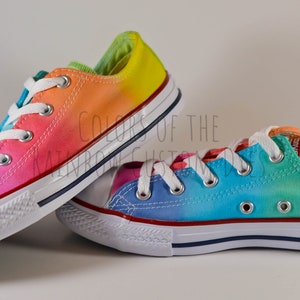 Custom Dyed Asymmetric Rainbow Converse All Star Low Top Shoes - Etsy