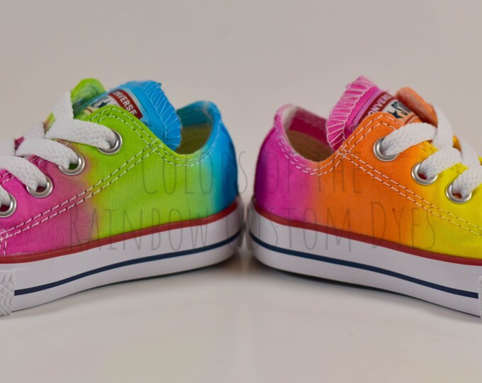 Custom Dyed Neon Rainbow Converse All Star Low Top Shoes - Etsy