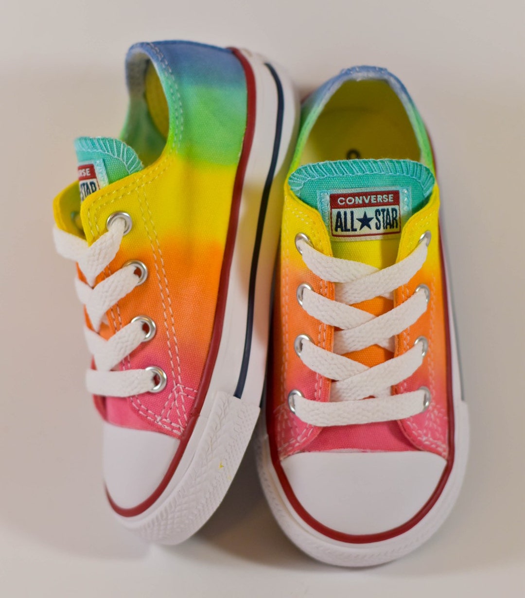 Custom Dyed Primary Rainbow Converse All Star Low Top Shoes - Etsy