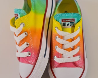 Custom Dyed Asymmetric Rainbow Converse Shoreline Shoes | Etsy
