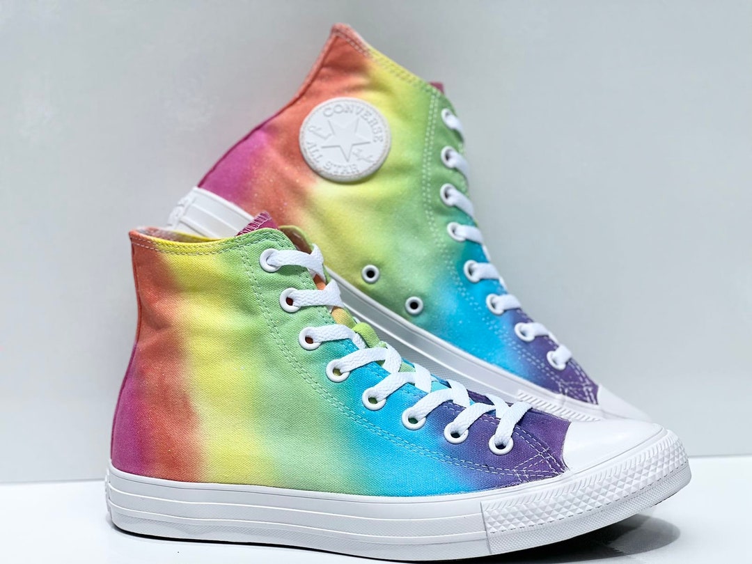 Custom Dyed Slanted Reverse Neon Rainbow Converse All Star Monochrome ...