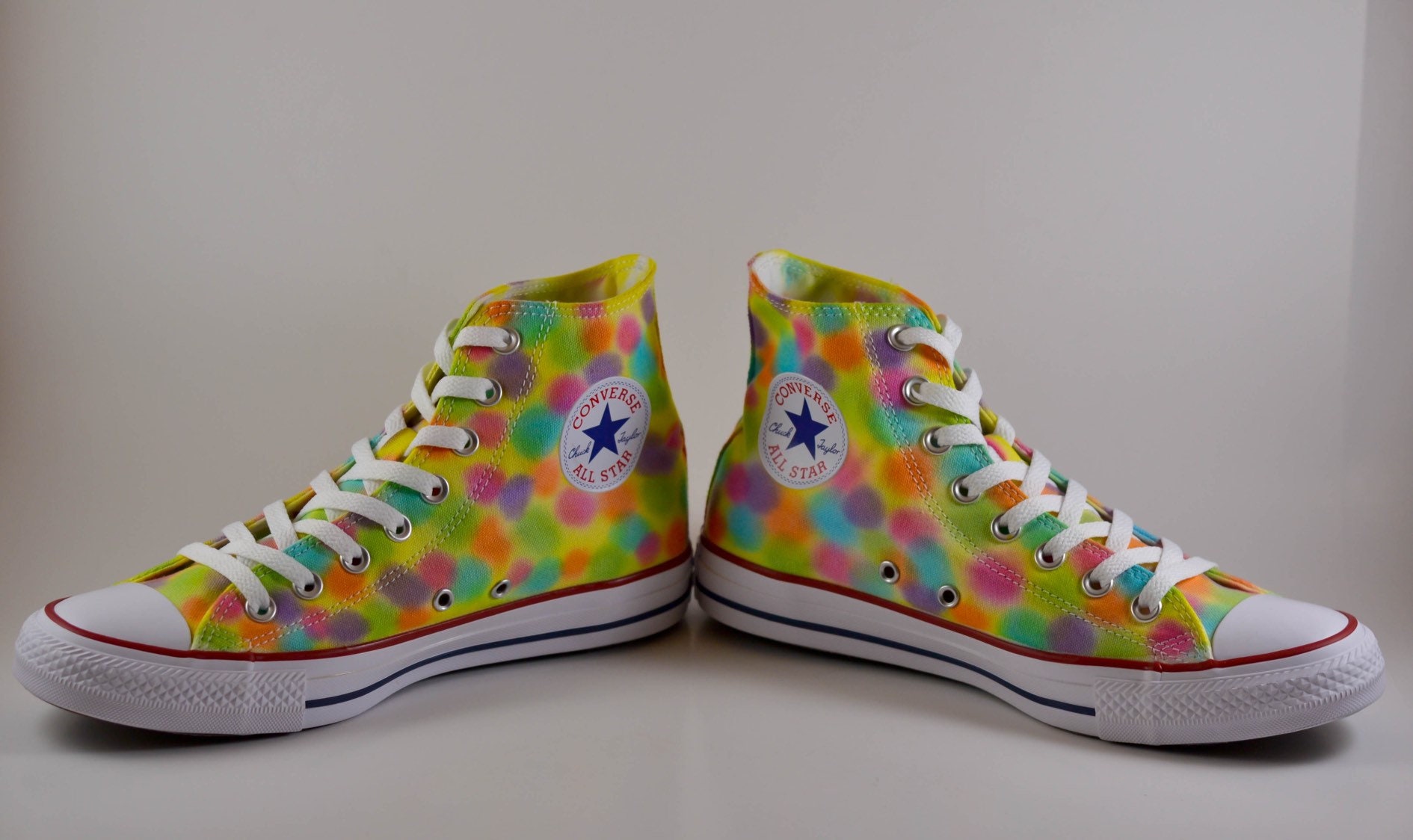 Custom Dyed Pastel Confetti Mini Dot Converse All Star High | Etsy