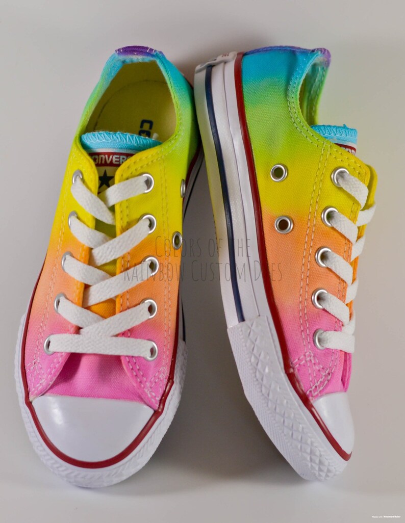 Custom Dyed Neon Rainbow Converse All Star Low Top Shoes - Etsy