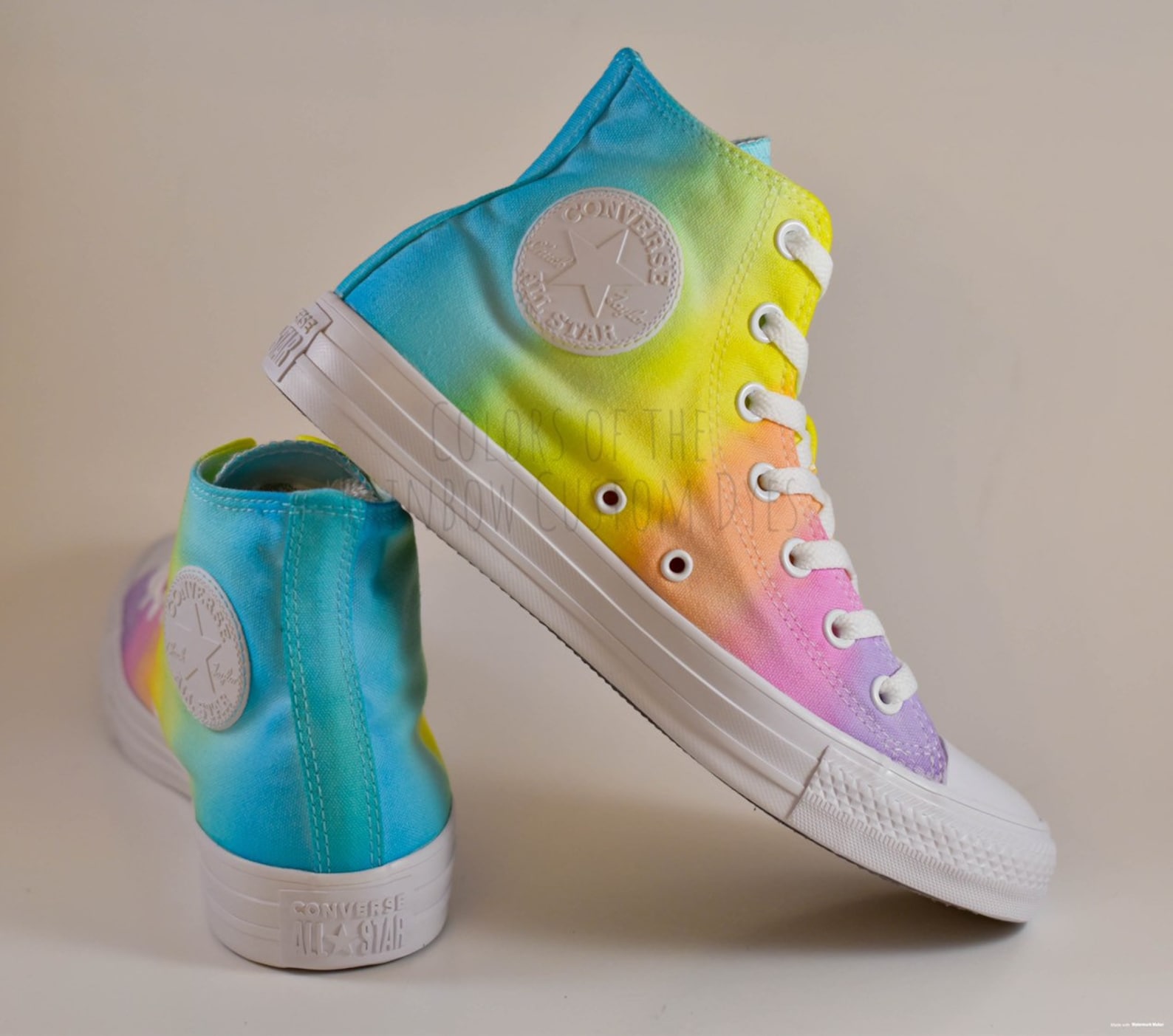 Custom Dyed Pastel Rainbow Converse Monochrome All Star High - Etsy