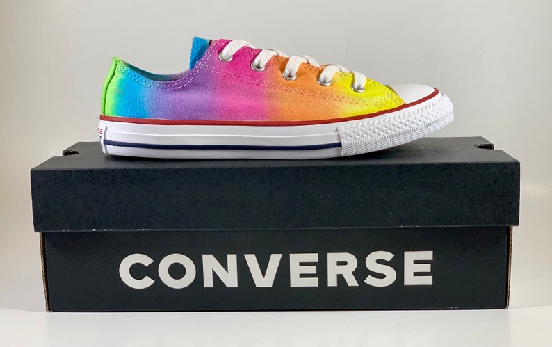 Custom Dyed Neon Rainbow Converse All Star Low Top Shoes - Etsy