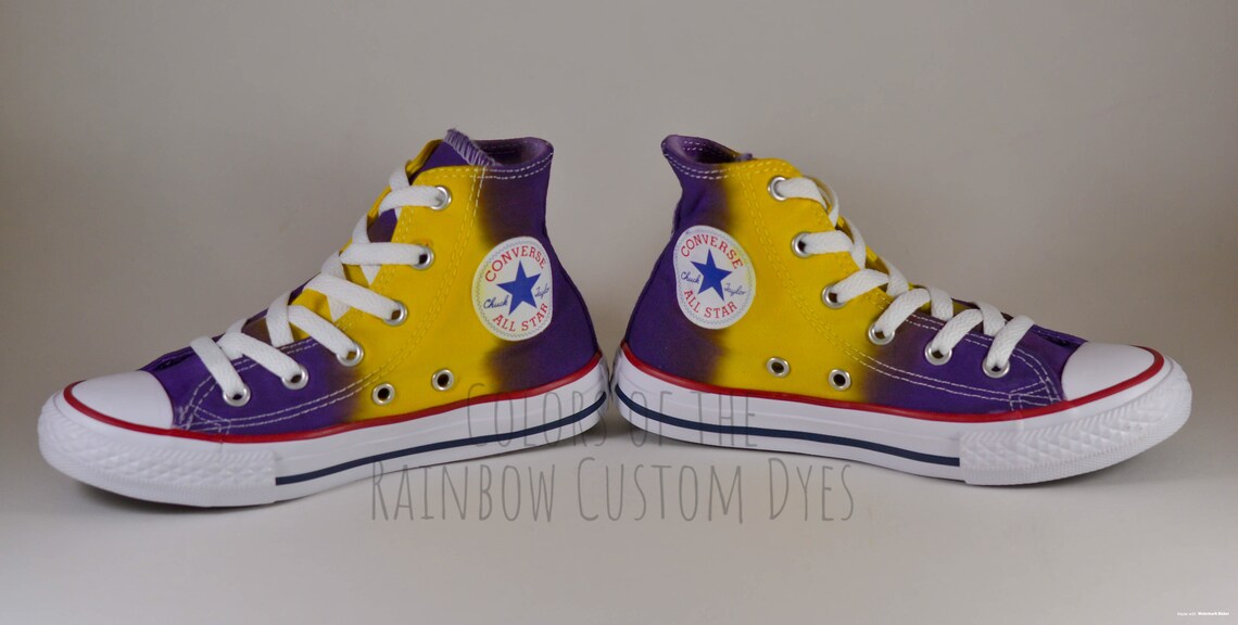 Custom Dyed Purple and Gold Converse All Star High Top Shoes - Etsy