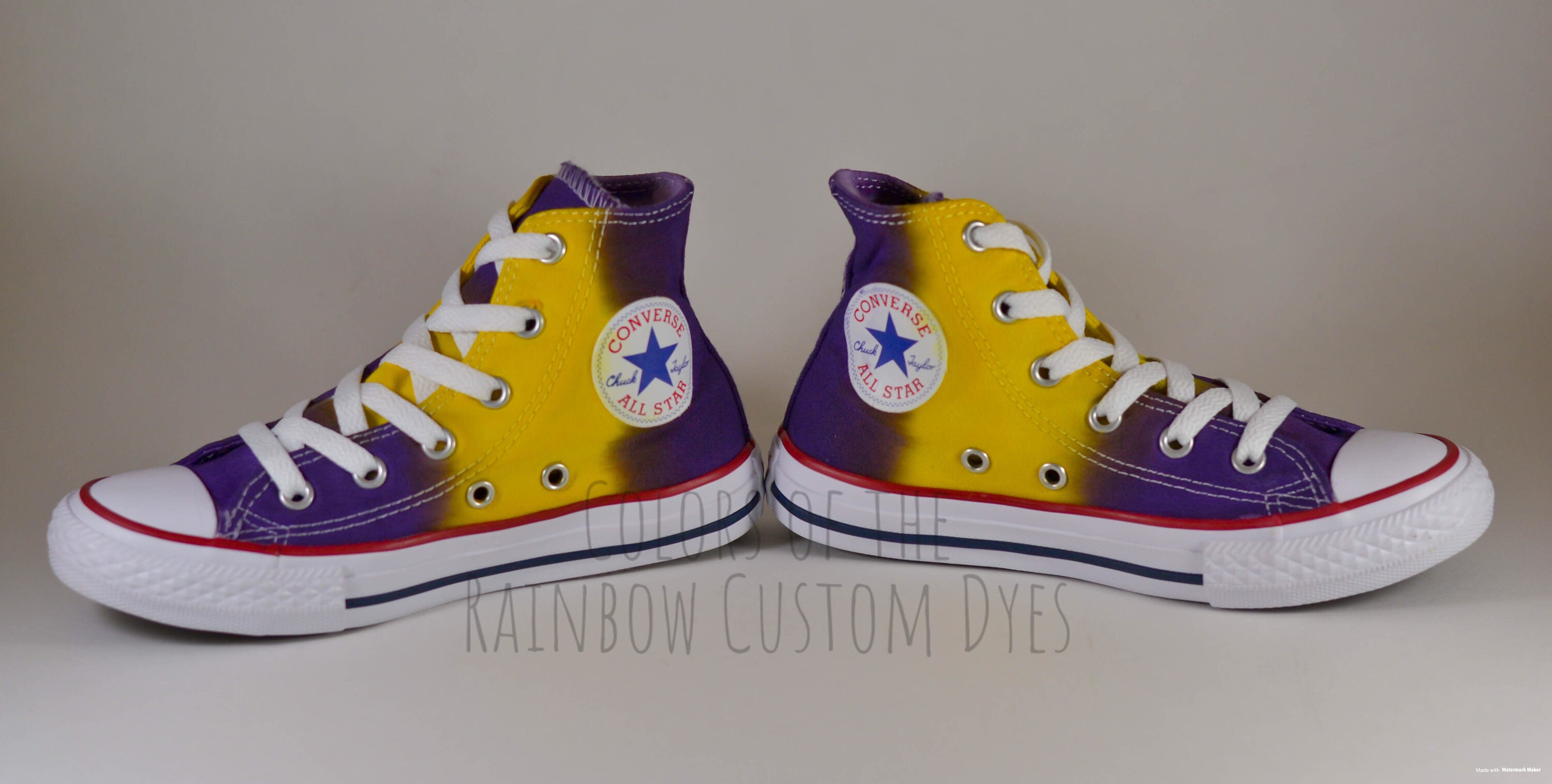 Custom Dyed Purple and Gold Converse All Star High Top Shoes - Etsy