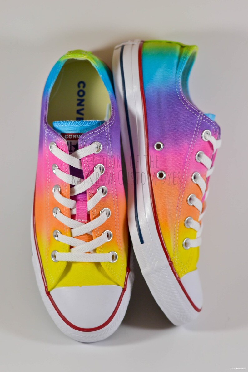 Custom Dyed Neon Rainbow Converse All Star Low Top Shoes - Etsy