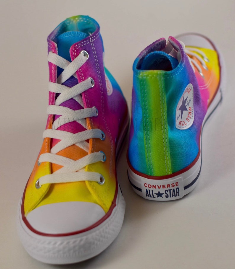 Custom Dyed Neon Rainbow Converse All Star High Top Shoes - Etsy