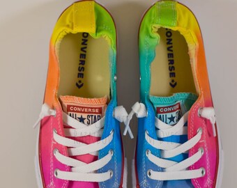 Custom Dyed Neon Rainbow Converse Shoreline Shoes | Etsy