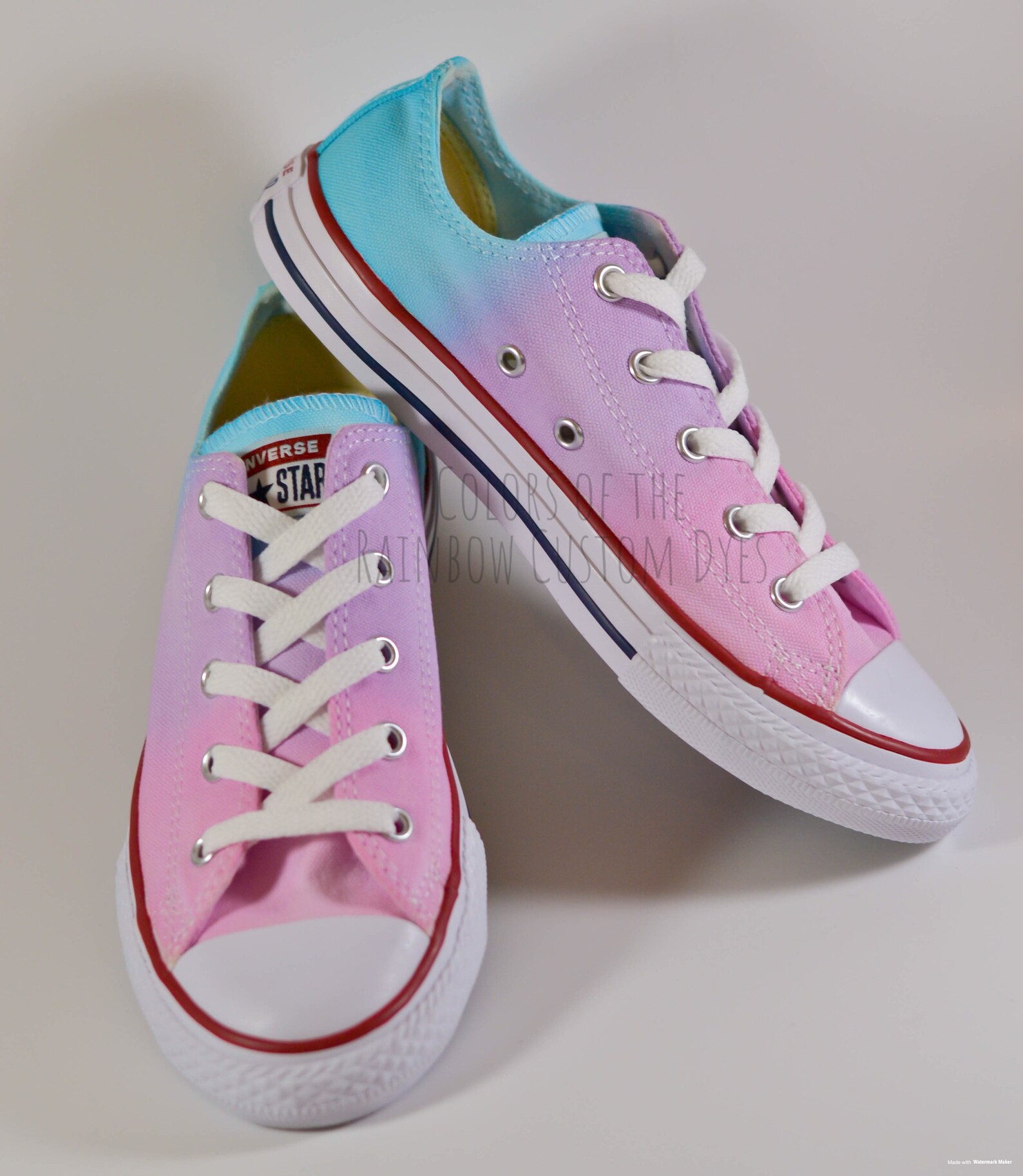 Custom Dyed Pastel Pink and Blue Converse All Star Low Top | Etsy