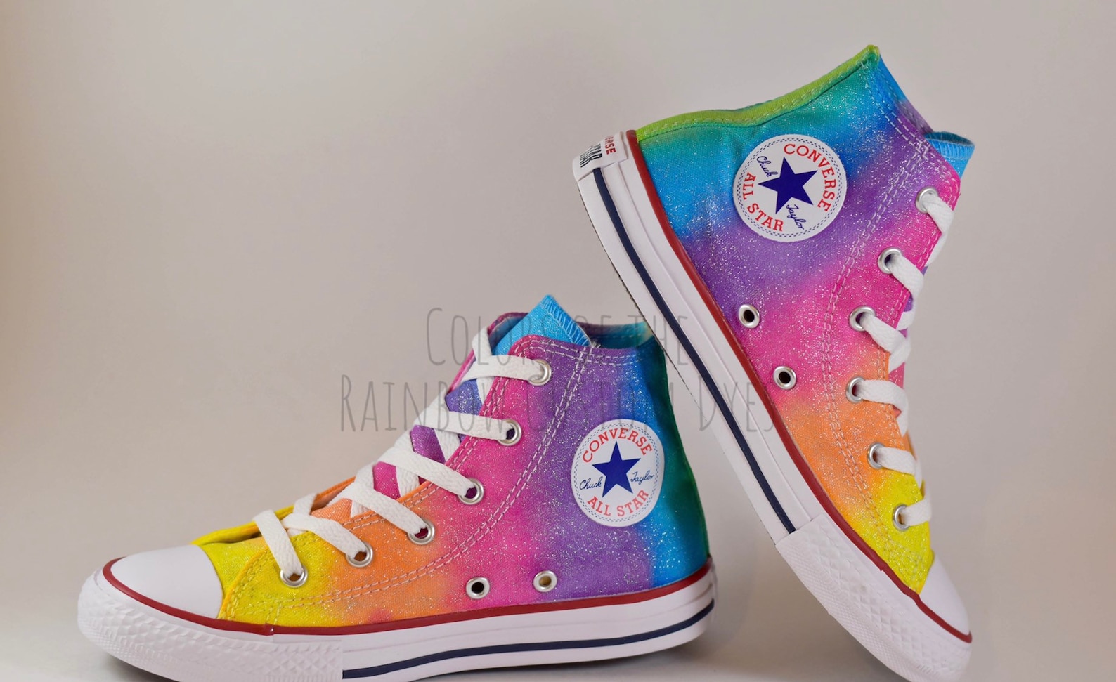 Custom Dyed Neon Rainbow Converse All Star High Top Shoes - Etsy