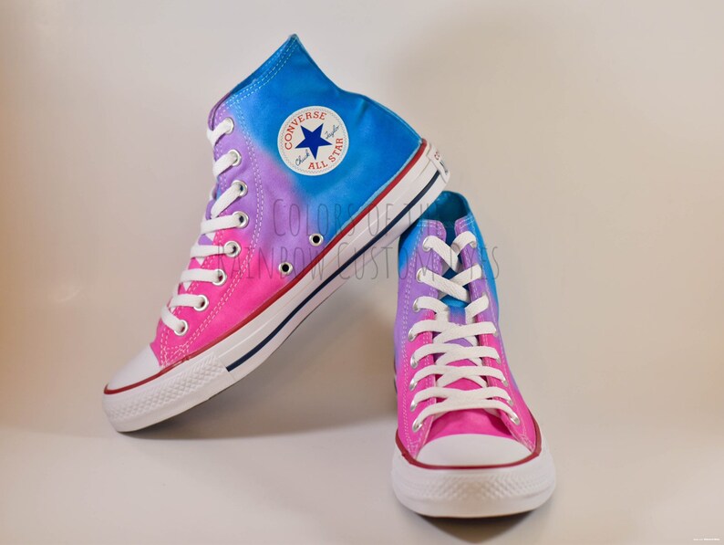 Custom Dyed Hot Pink Purple Royal Blue Converse All Star | Etsy