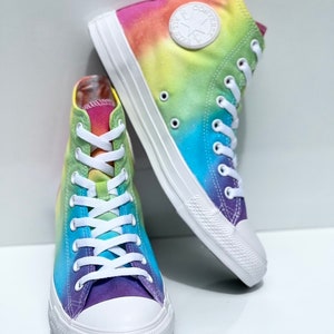 Custom Dyed Slanted Reverse Neon Rainbow Converse All Star Monochrome ...