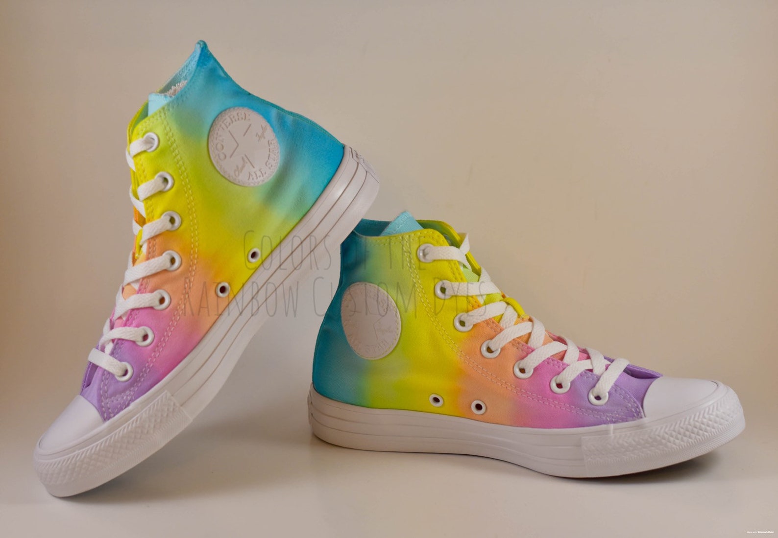 Custom Dyed Pastel Rainbow Converse Monochrome All Star High Top Shoes ...