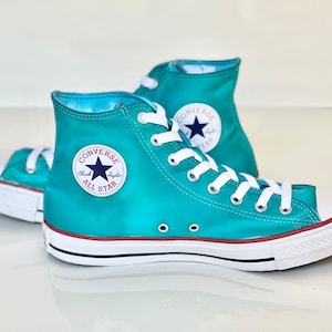 Custom Dyed Teal Converse All Star High Tops Shoes - Etsy