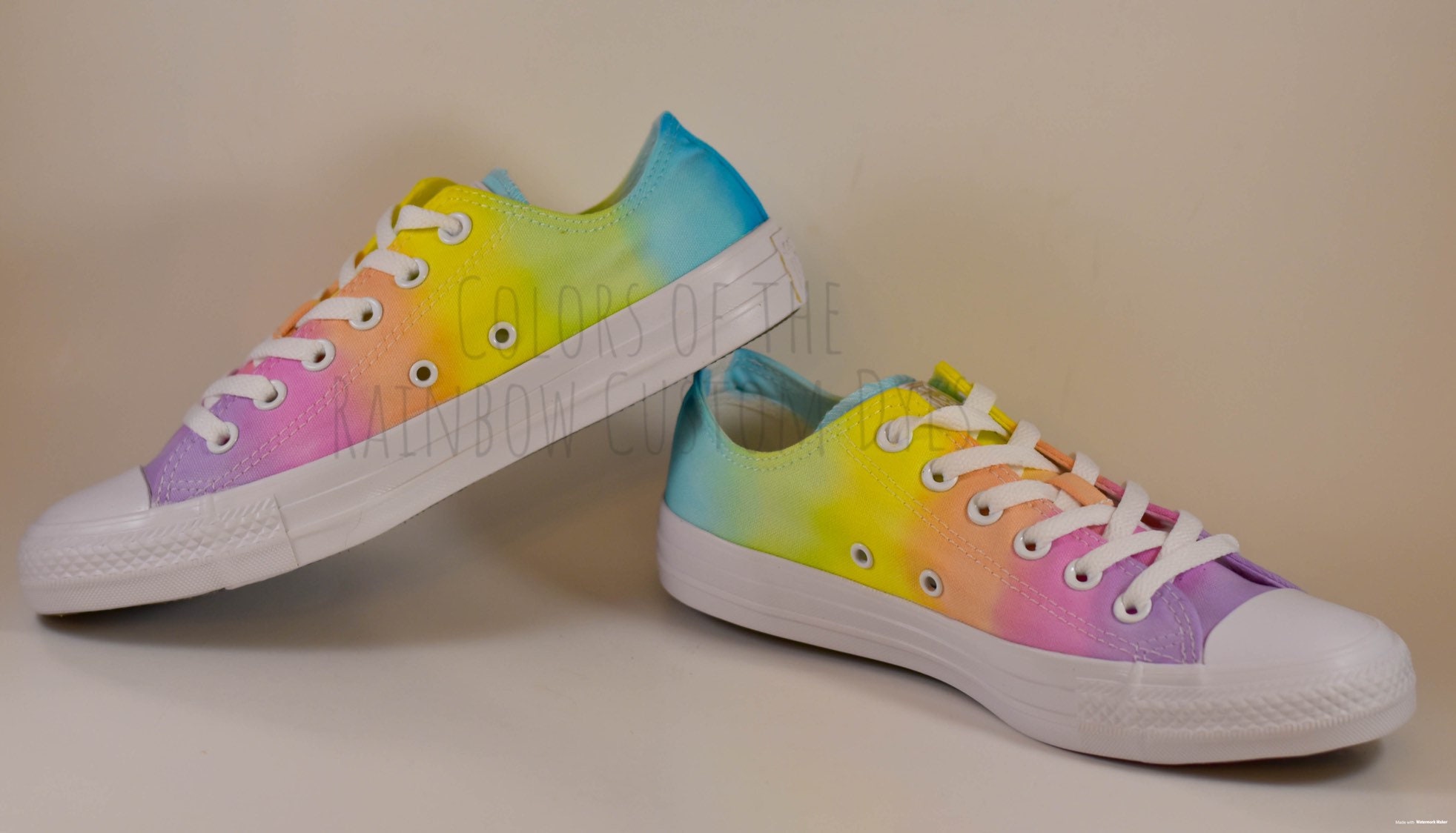 Custom Dyed Pastel Rainbow Converse Monochrome All Star Low - Etsy
