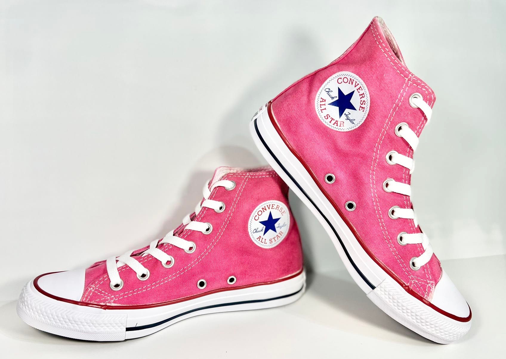 Custom Dyed Hot Pink Converse All Star High Tops Shoes Etsy Uk