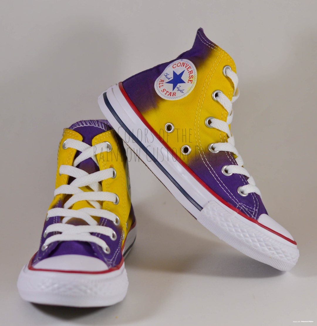 Custom Dyed Purple and Gold Converse All Star High Top Shoes - Etsy