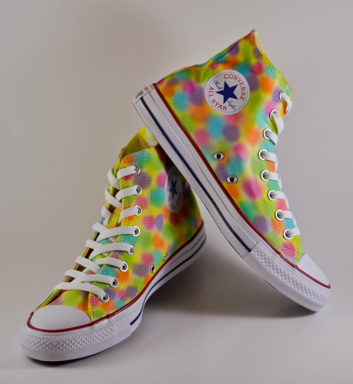 Custom Dyed Pastel Confetti Mini Dot Converse All Star High | Etsy
