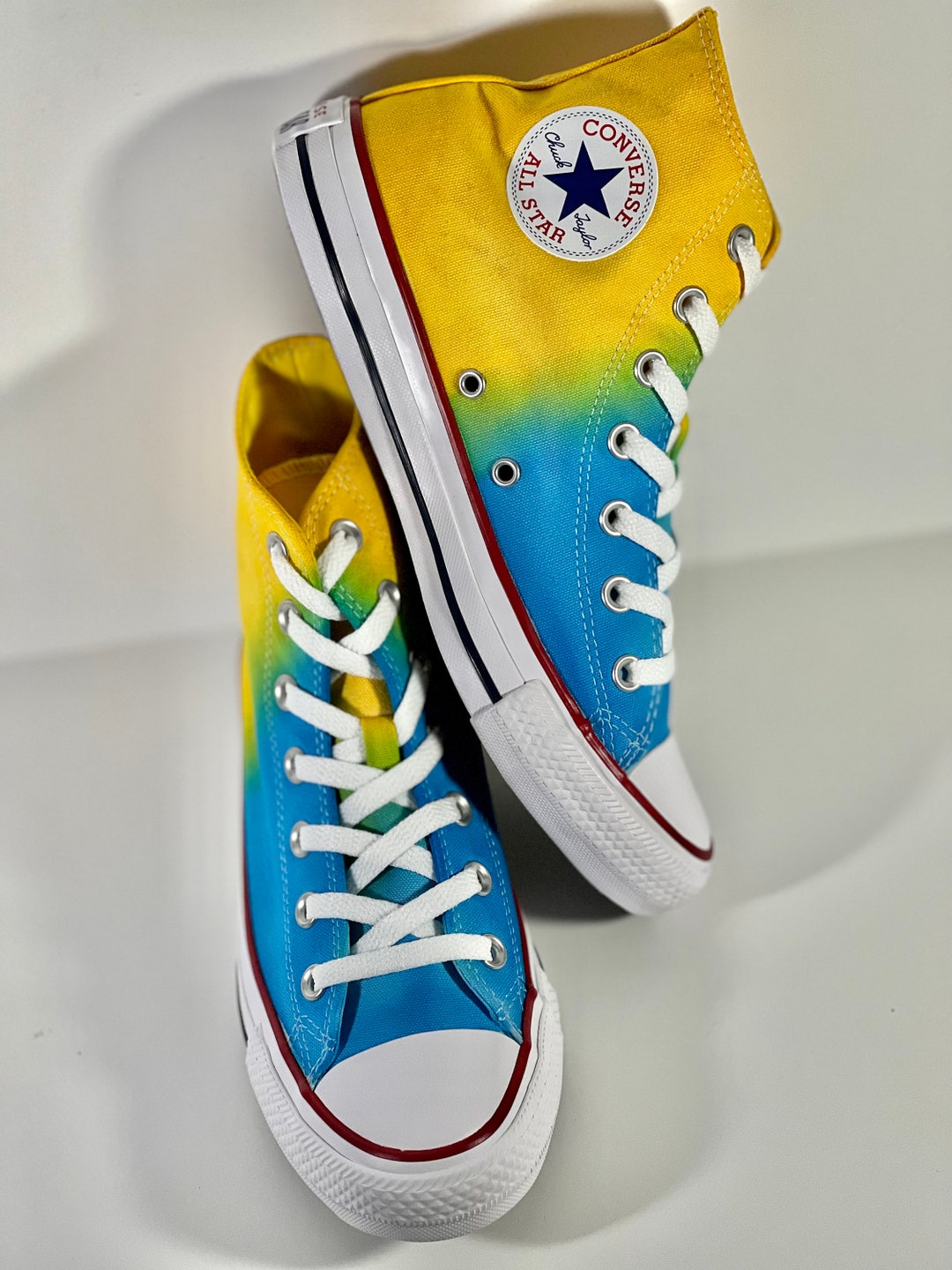Royal Blue and Yellow Gold Converse All Star High Tops Shoes - Etsy