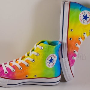 Custom Dyed Neon Rainbow Converse All Star High Top Shoes - Etsy
