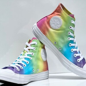 Custom Dyed Slanted Reverse Neon Rainbow Converse All Star Monochrome ...