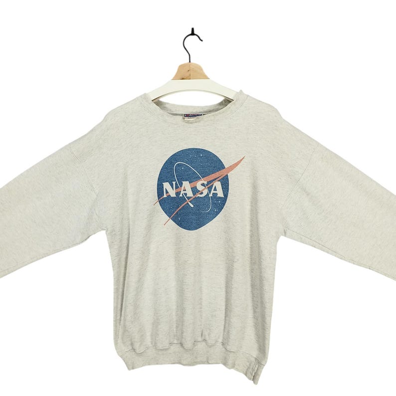 NASA Crewneck Sweatshirt, Vintage Mid Weight Sweater, Grey Jumper Size ...