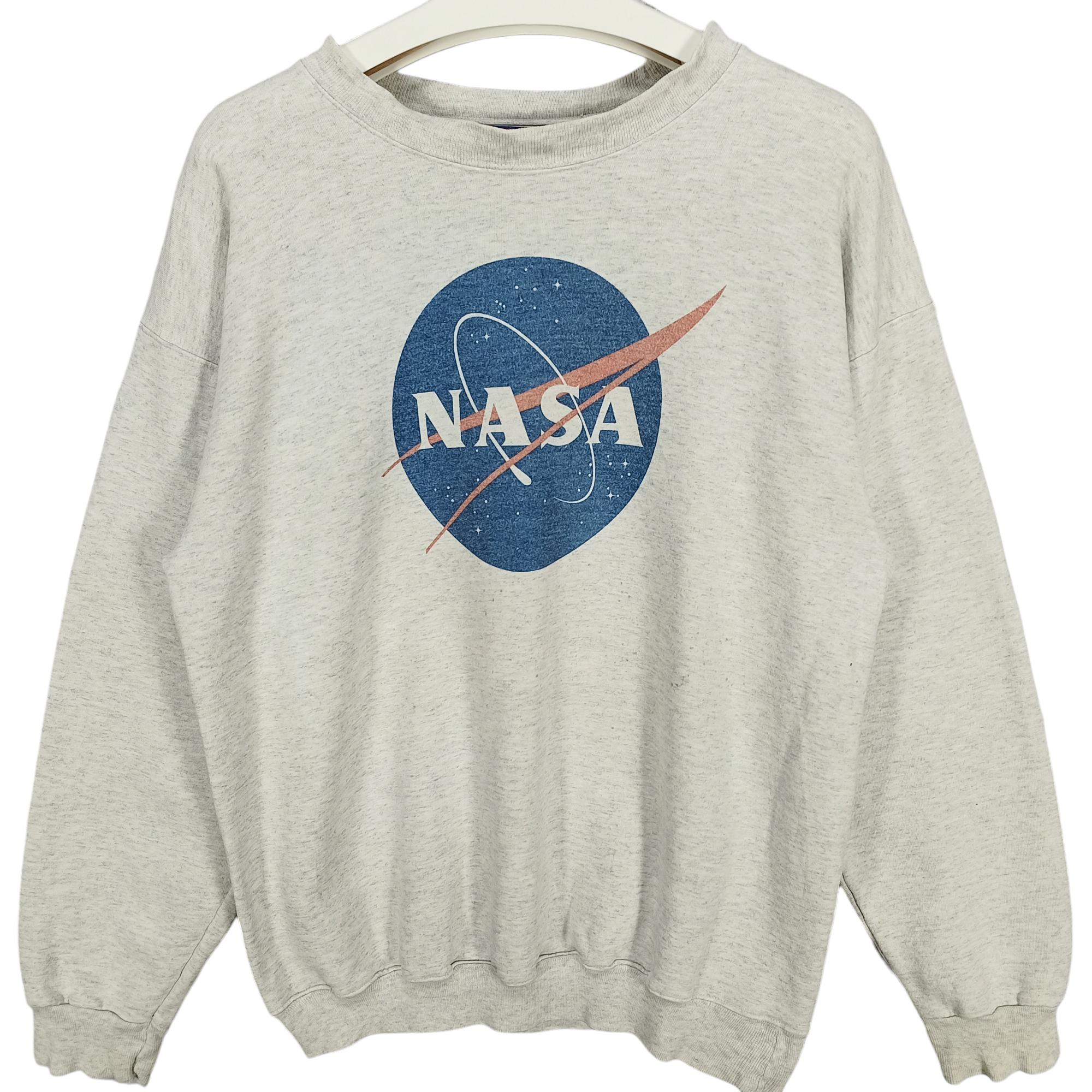 NASA Crewneck Sweatshirt, Vintage Mid Weight Sweater, Grey Jumper Size ...