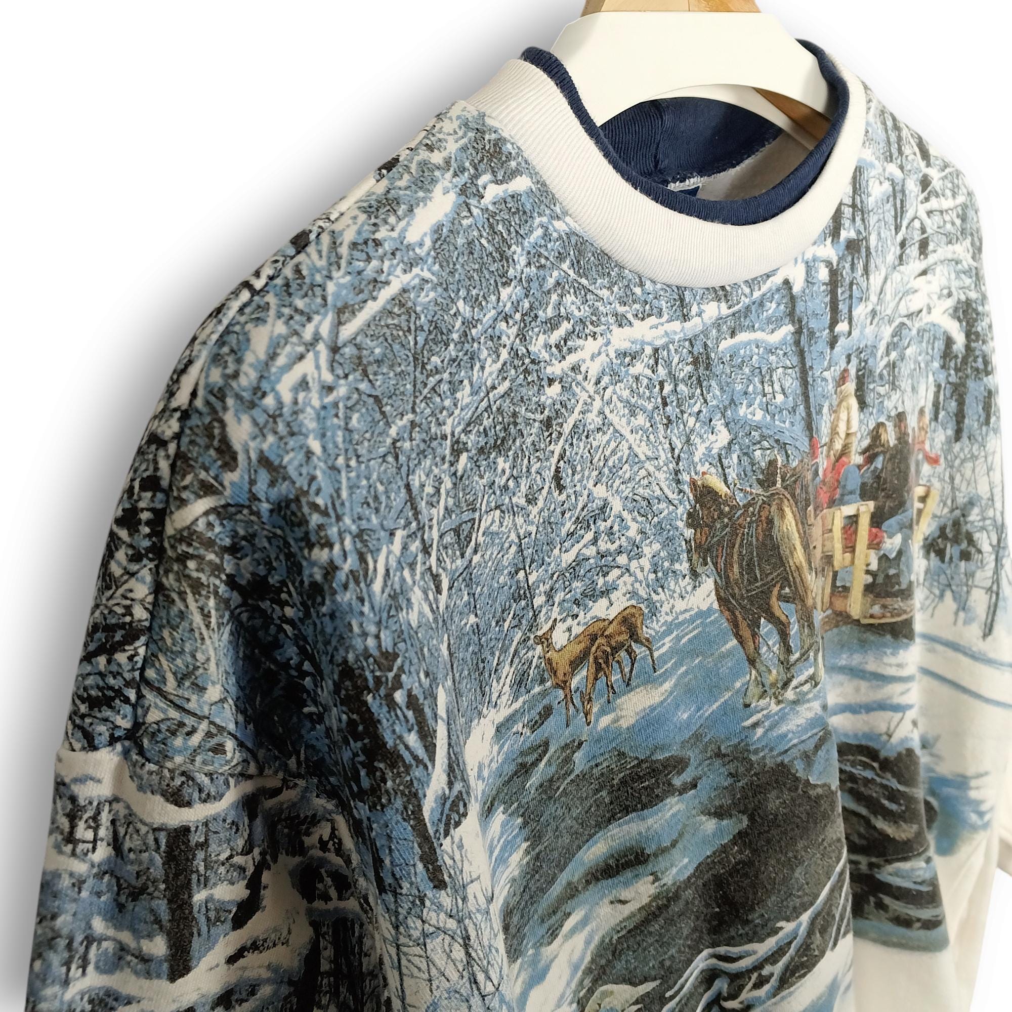 Vintage 90s Retro Art Unlimited | Winter Scene Overprint Crewneck ...