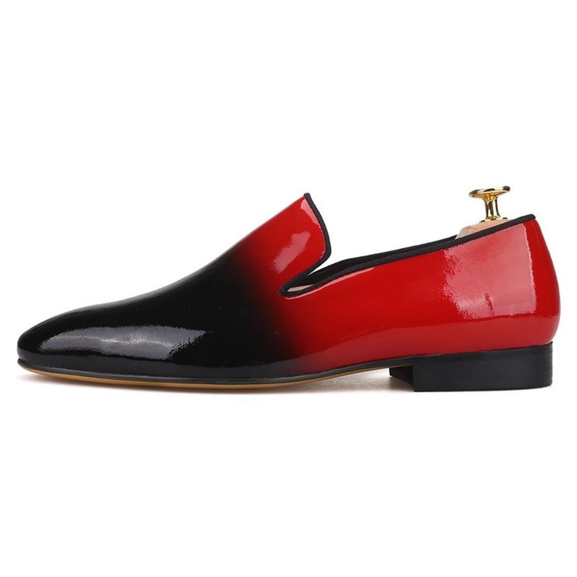 Men Red black leather Loafers | Etsy