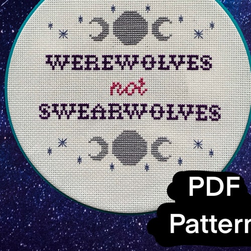 Werewolves Not Swearwolves Cross Stitch Pattern What We Do - Etsy