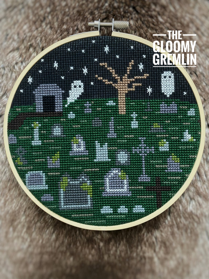 Graveyard Cross Stitch Pattern Cemetery Goth Gothic - Etsy