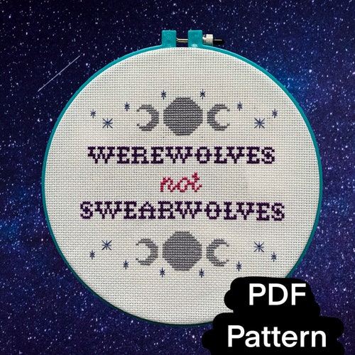Werewolves Not Swearwolves Cross Stitch Pattern What We Do - Etsy