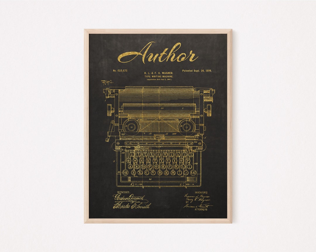 Vintage Typewriter Poster, Patent Blueprint 1899, Antique Typewriter ...
