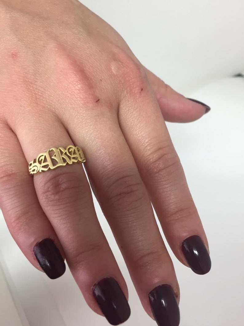 Old English Name Ring Personalized -old English Ring-gothic Name Ring ...