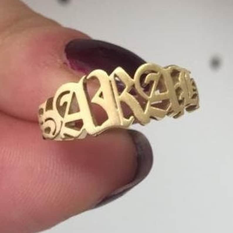 Old English Name Ring Personalized -old English Ring-gothic Name Ring ...