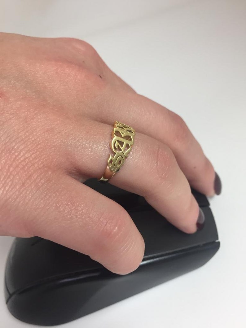 Old English Name Ring Personalized -old English Ring-gothic Name Ring ...