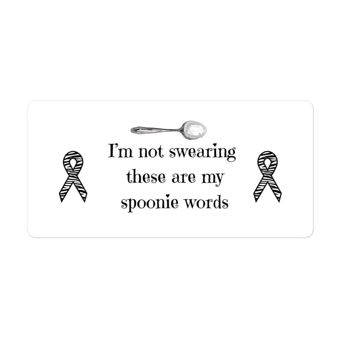 Zebra Ribbon Spoonie Words Sticker: Ehlers Danlos, Carcinoid Awareness ...